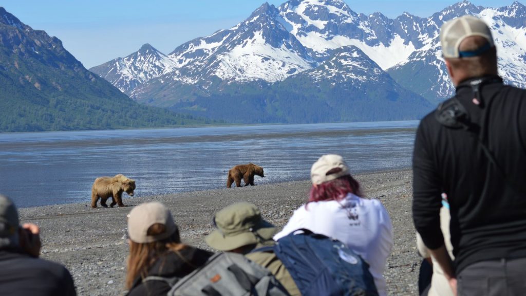 People and scenery at bear camp | Good Nature Travel Blog